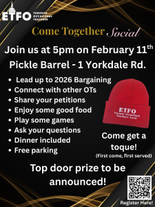Feb 11: Come Together Social – ETFO – Toronto Occasional Teachers