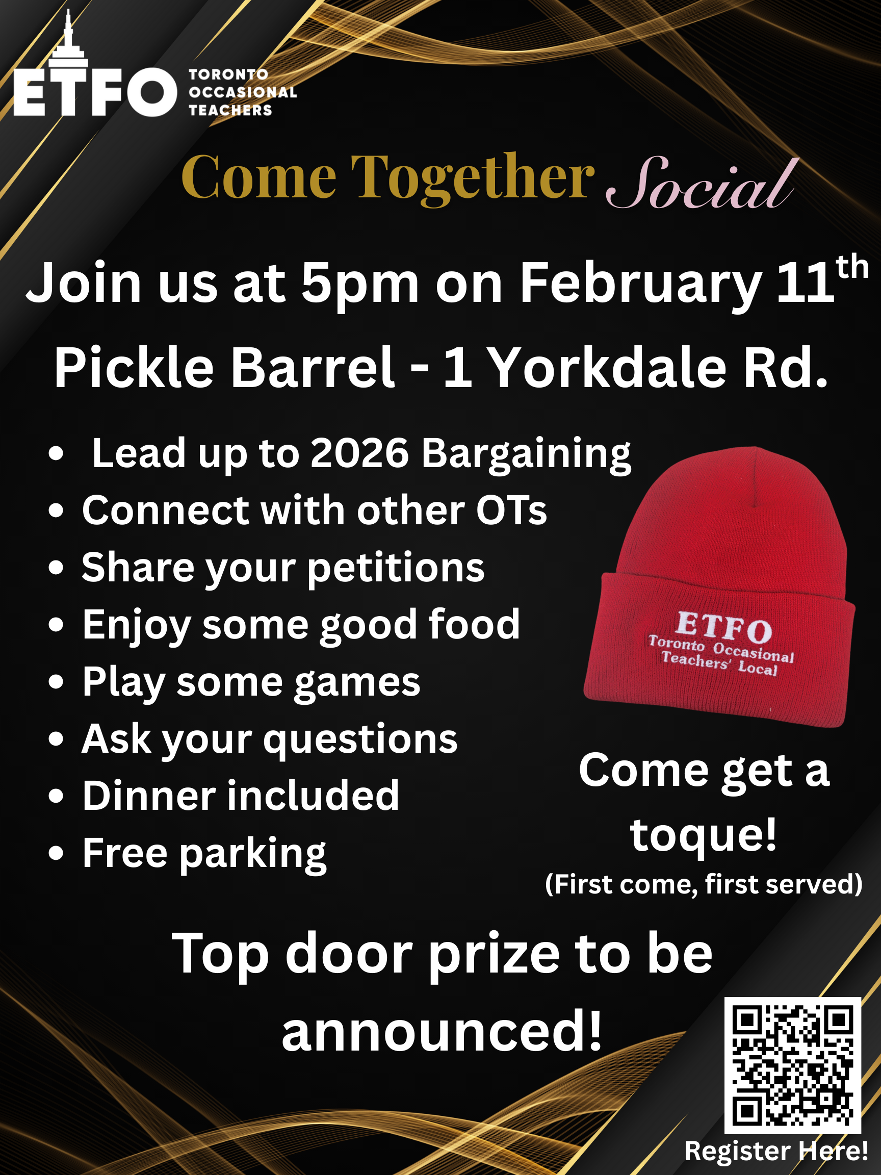 Feb 11: Come Together Social – ETFO – Toronto Occasional Teachers